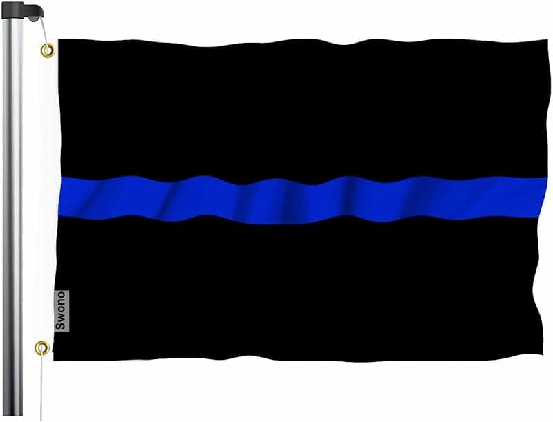 Thin Blue Line Flag 3x5 ft Black Blue Stripe Simple Police Flag Double ...