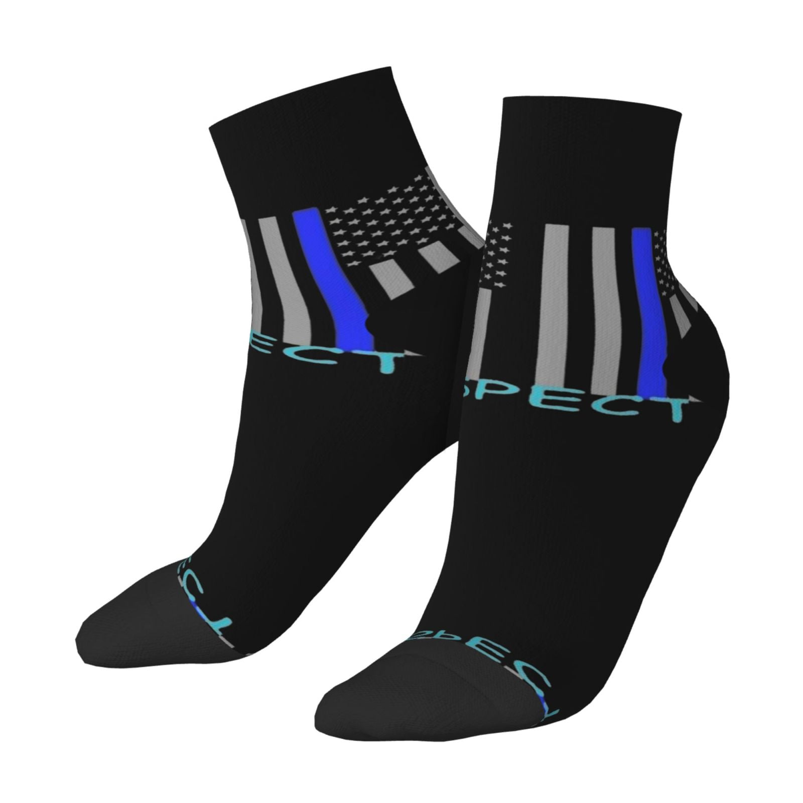 Thin Blue Line Flag Honor Respect Police Colorful Quarter Socks for Men ...