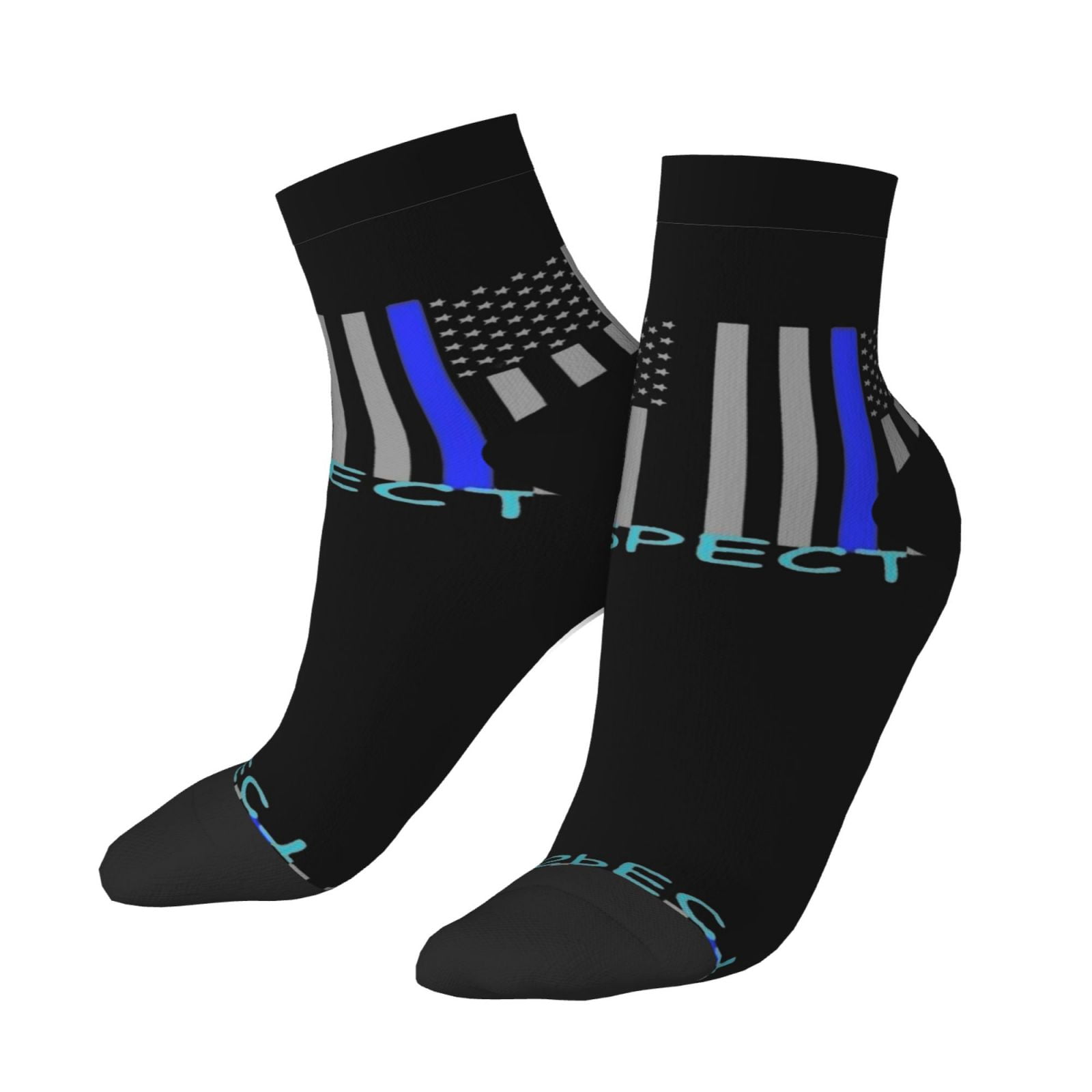 Thin Blue Line Flag Honor Respect Police Colorful Quarter Socks for Men ...