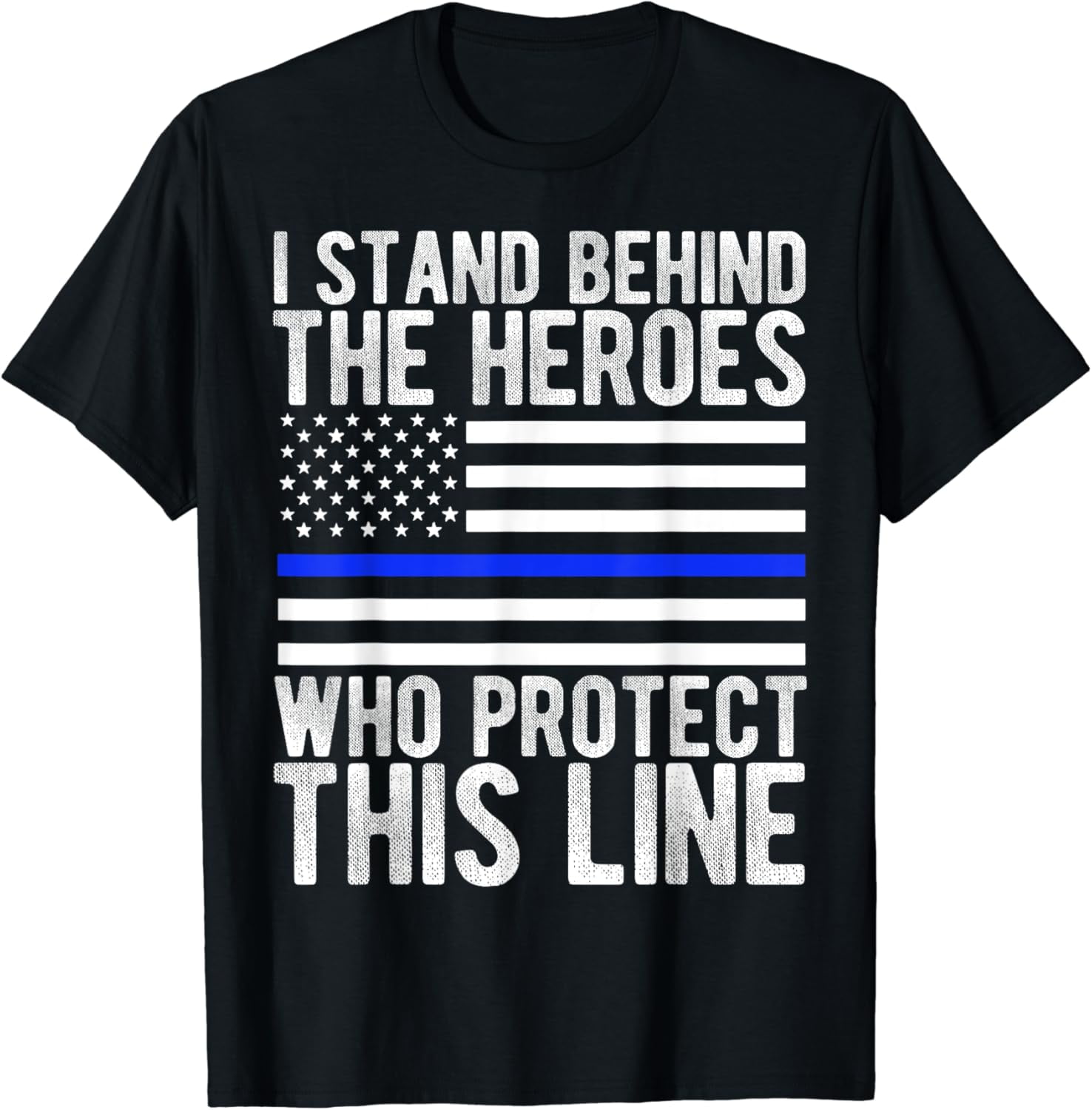 Thin Blue Line Flag - Police Hero Law Enforcement Support T-Shirt ...