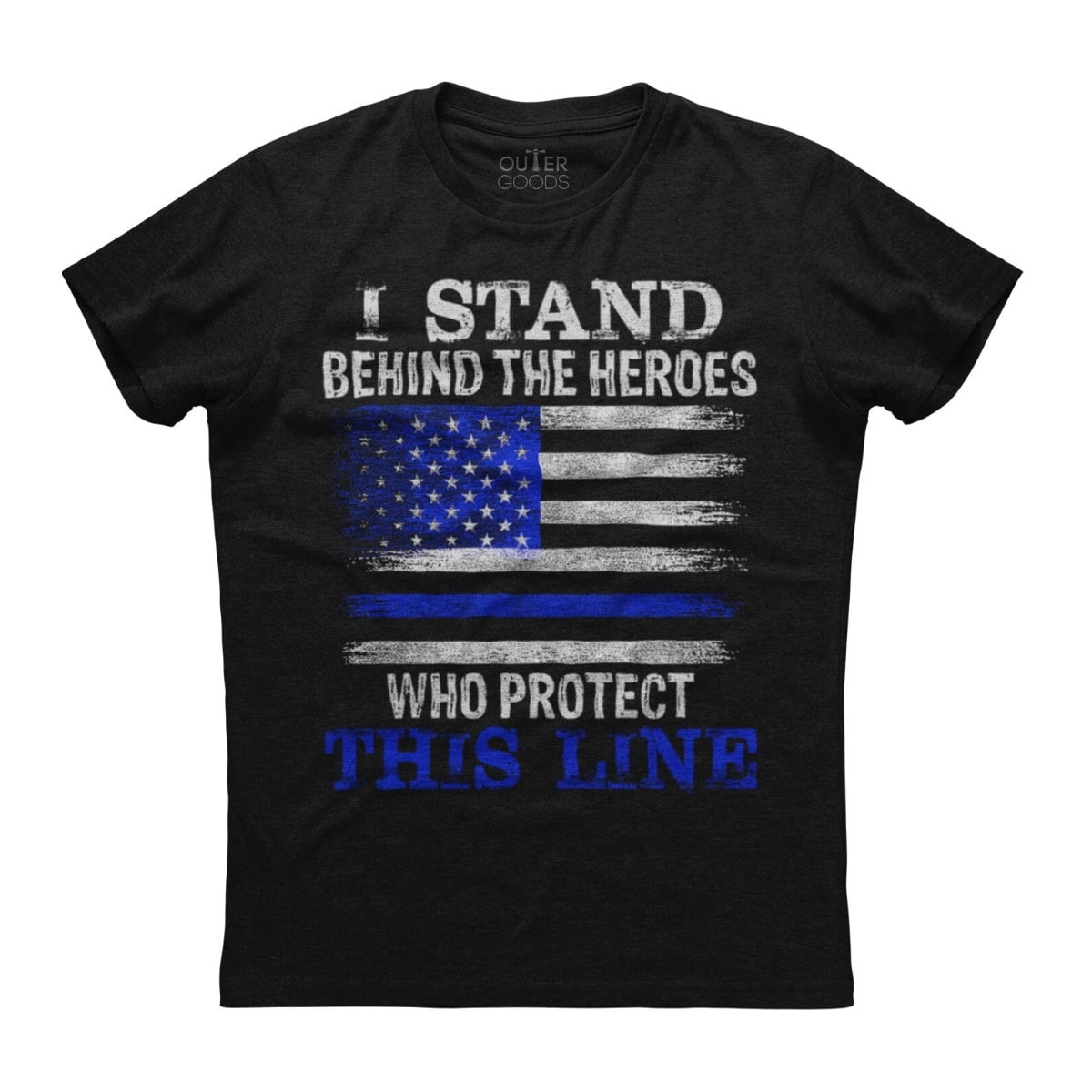 Thin Blue Line Flag Police Hero Law Enforcement Support Unisex Black T ...