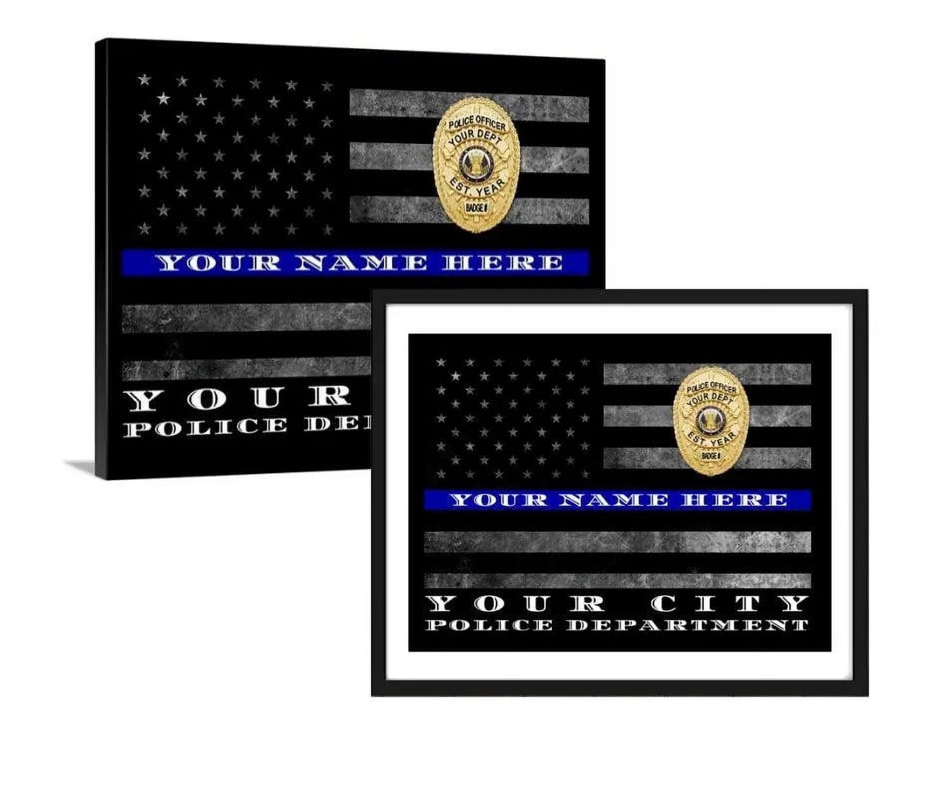 Thin Blue Line Flag Police Officer Gift Art Framed - Walmart.com