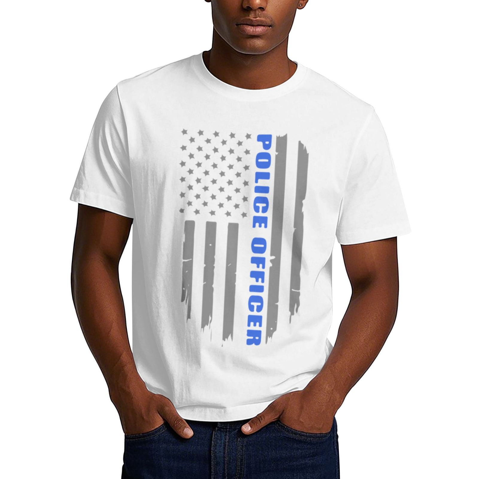 Thin Blue Line Flag Police Officer Man And Woman Adult Polyester Crew ...