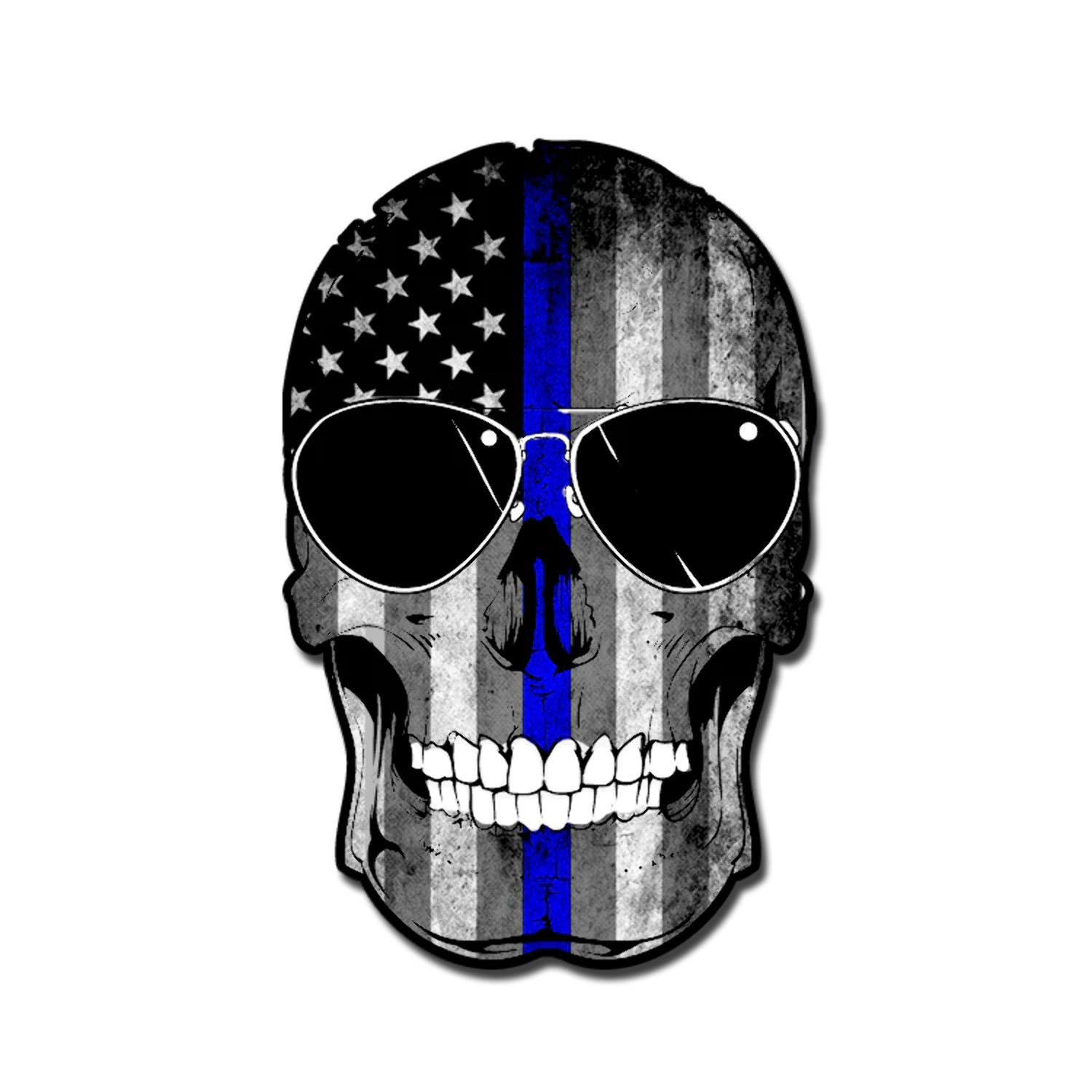 Thin Blue Line Flag Skull Decal Premium Vinyl Die Cut UV Coating ...