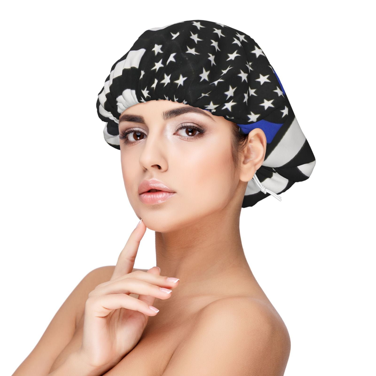 Thin Blue Line Flag Sleep Cap Satin Bonnet Night Sleeping Soft Hair ...