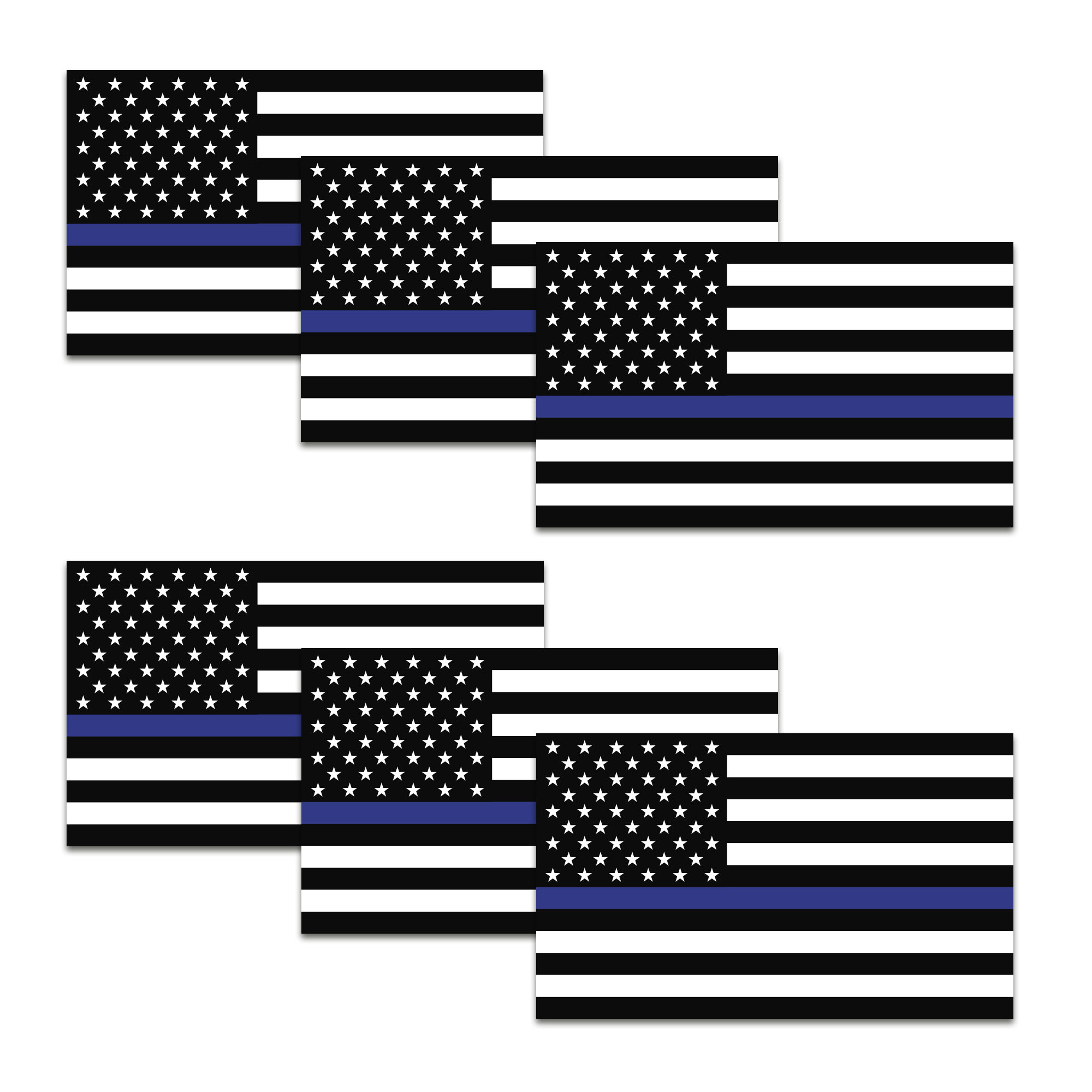 Thin Blue Line Flag Stickers - 3 x 5 inches - Police Officers Law ...