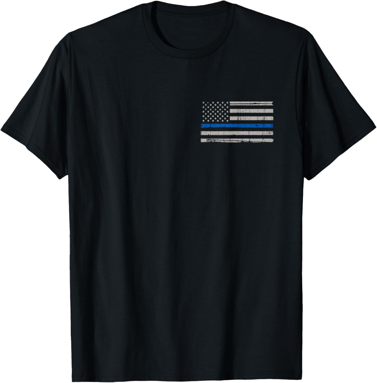 Thin Blue Line Flag T-Shirt, Police Pocket Size Flag T-Shirt100% cotton ...