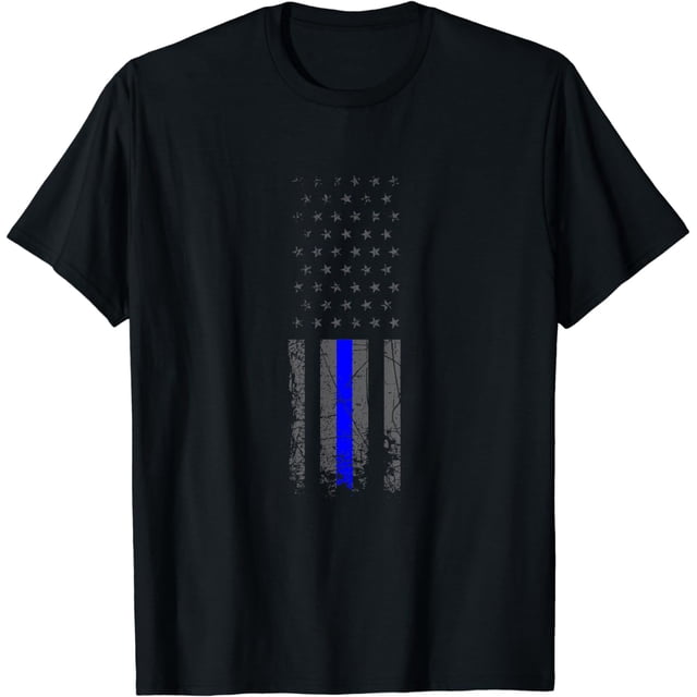 Thin Blue Line Flag Thin Blue Line Distressed T-Shirt - Walmart.com