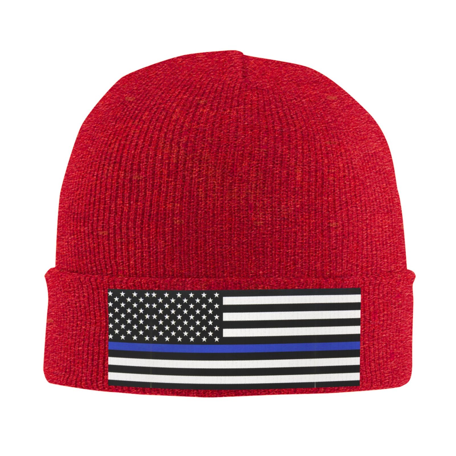 Thin Blue Line Flag Winter Beanie Hats for Men Women Warm Cozy Knitted ...