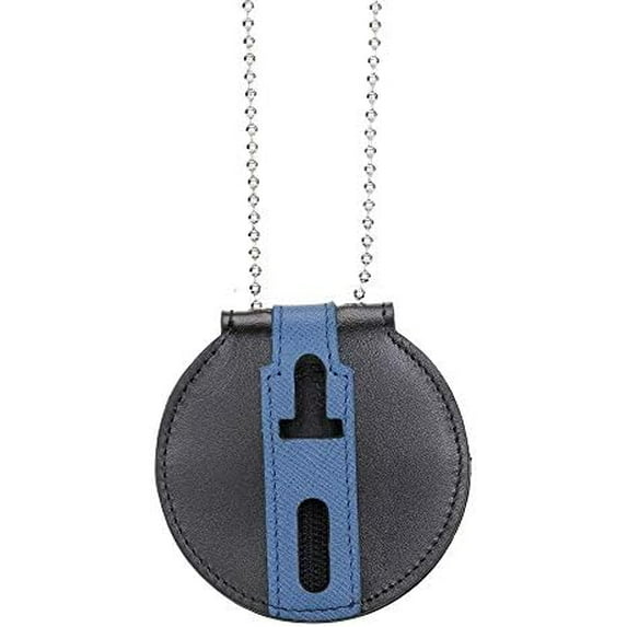 Thin Blue Line Full Grain Leather Round Law Enforcement Badge Holder ...