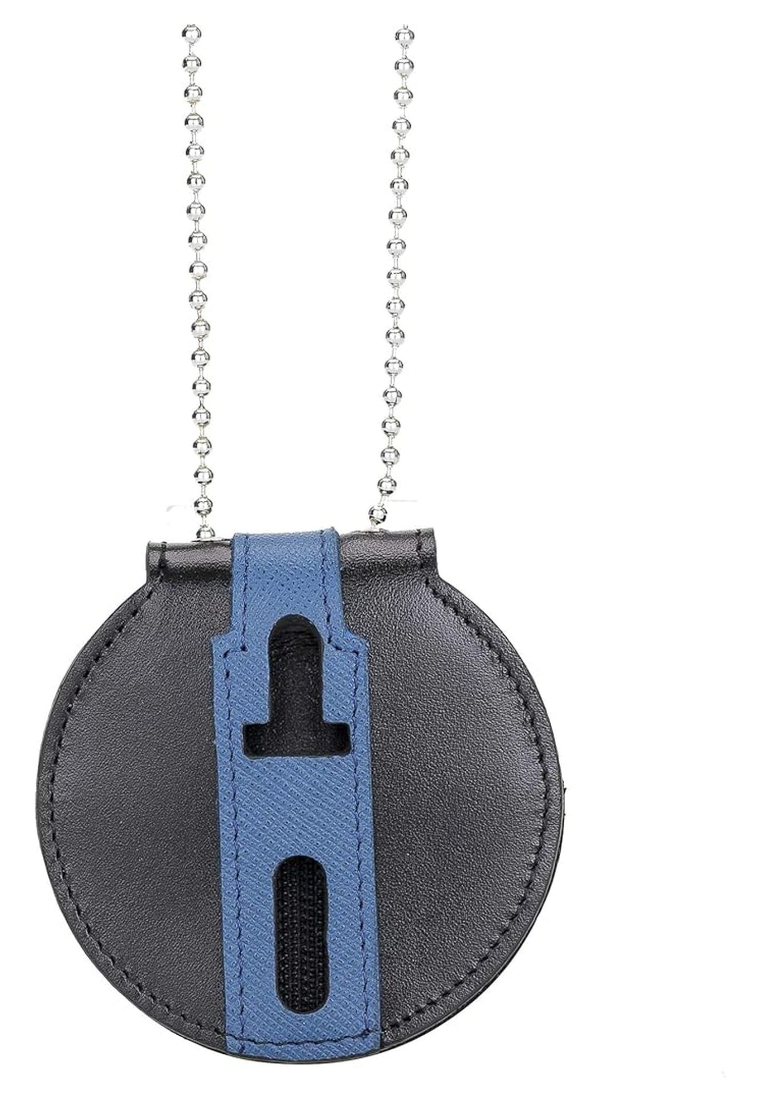 Thin Blue Line Full Grain Leather Round Law Enforcement Badge Holder ...