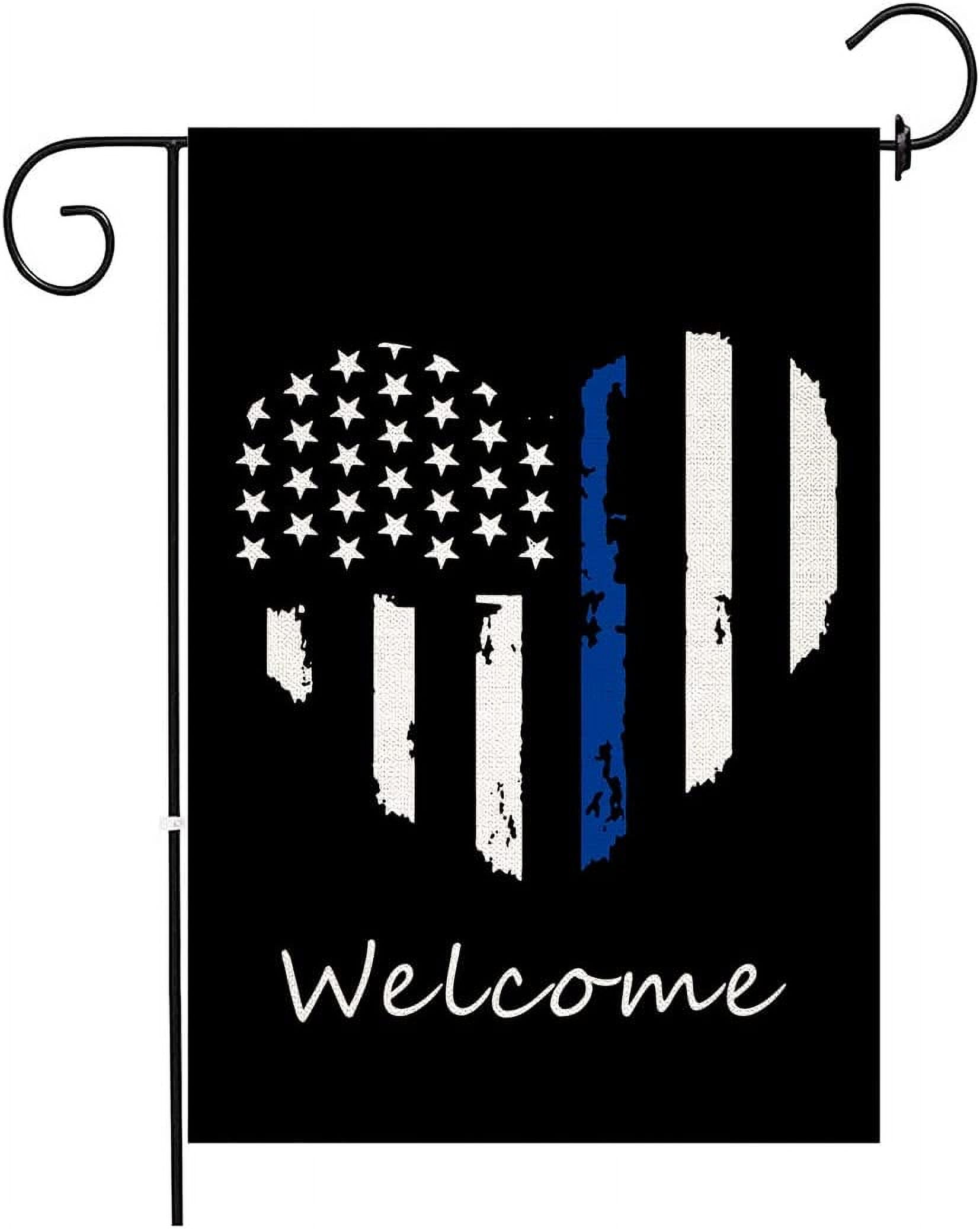 Thin Blue Line Garden Flag Heart Welcome Flag Vertical Double-Sided ...