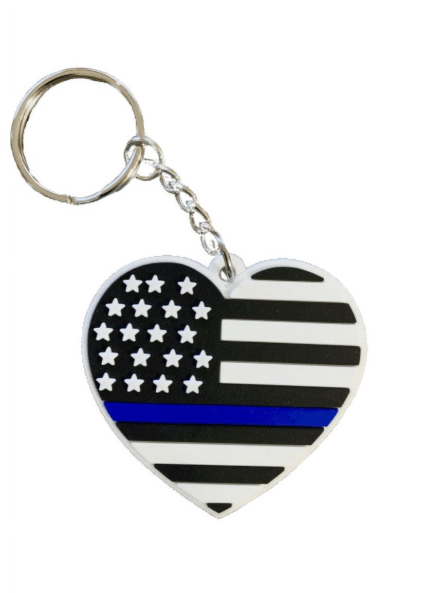 Thin Blue Line Heart Keychain Police Law Enforcement - Walmart.com