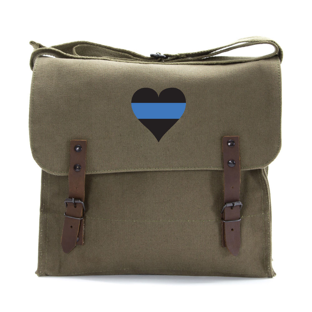 Thin Blue Line Heart - Police Policemen Army Canvas Medic Shoulder Bag ...