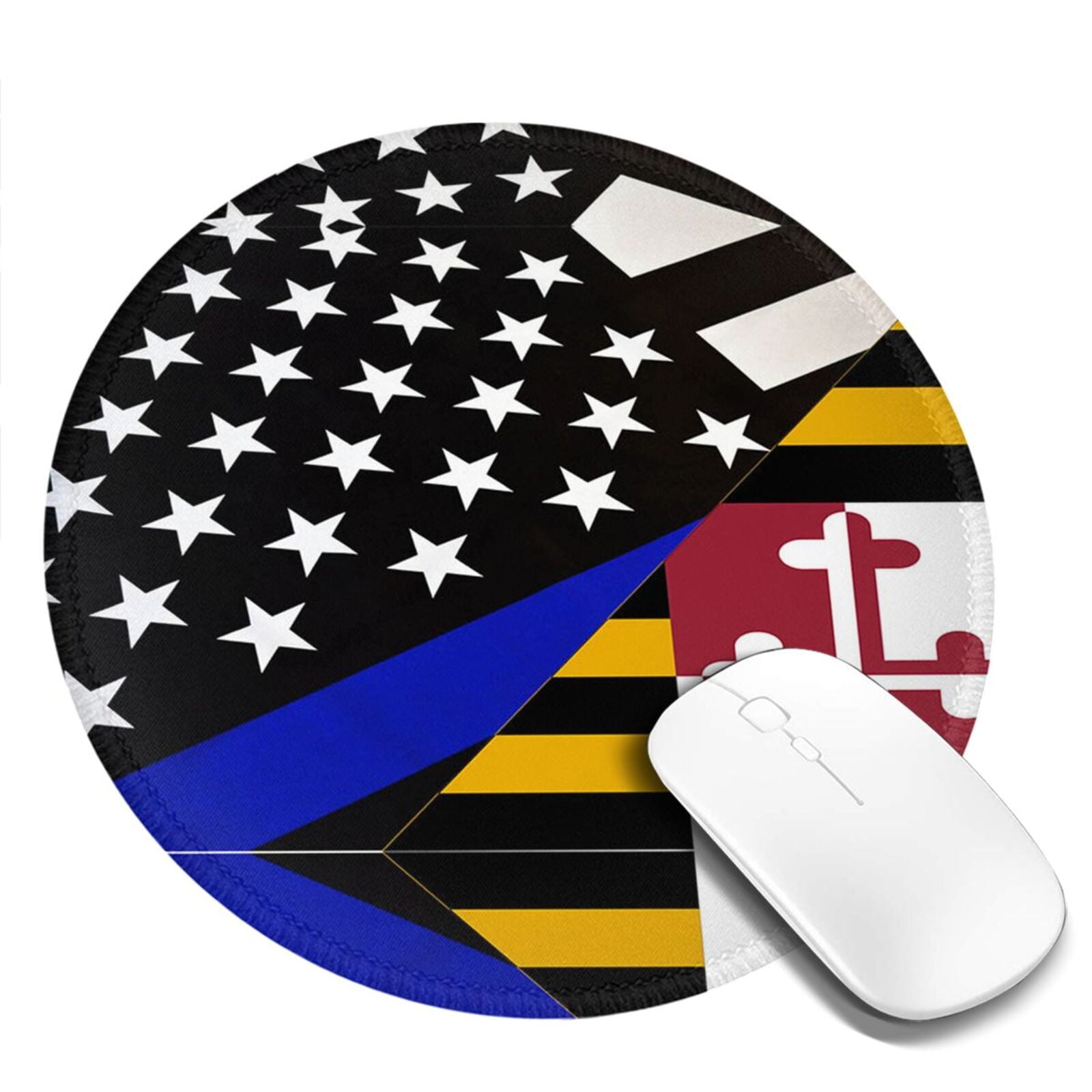 Thin Blue Line Maryland Flag Small Round MousePad for Wireless Computer ...