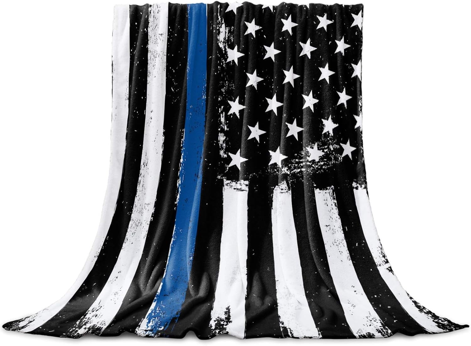 Thin Blue Line Police Blanket Fleece Throw Blankets 40'' x 50 ...