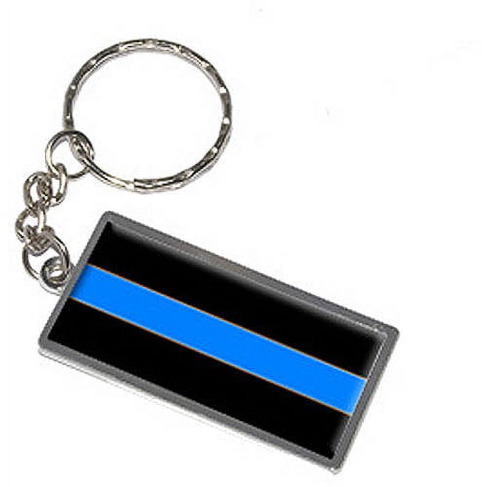 Thin Blue Line Police Keychain Key Chain Ring - Walmart.com