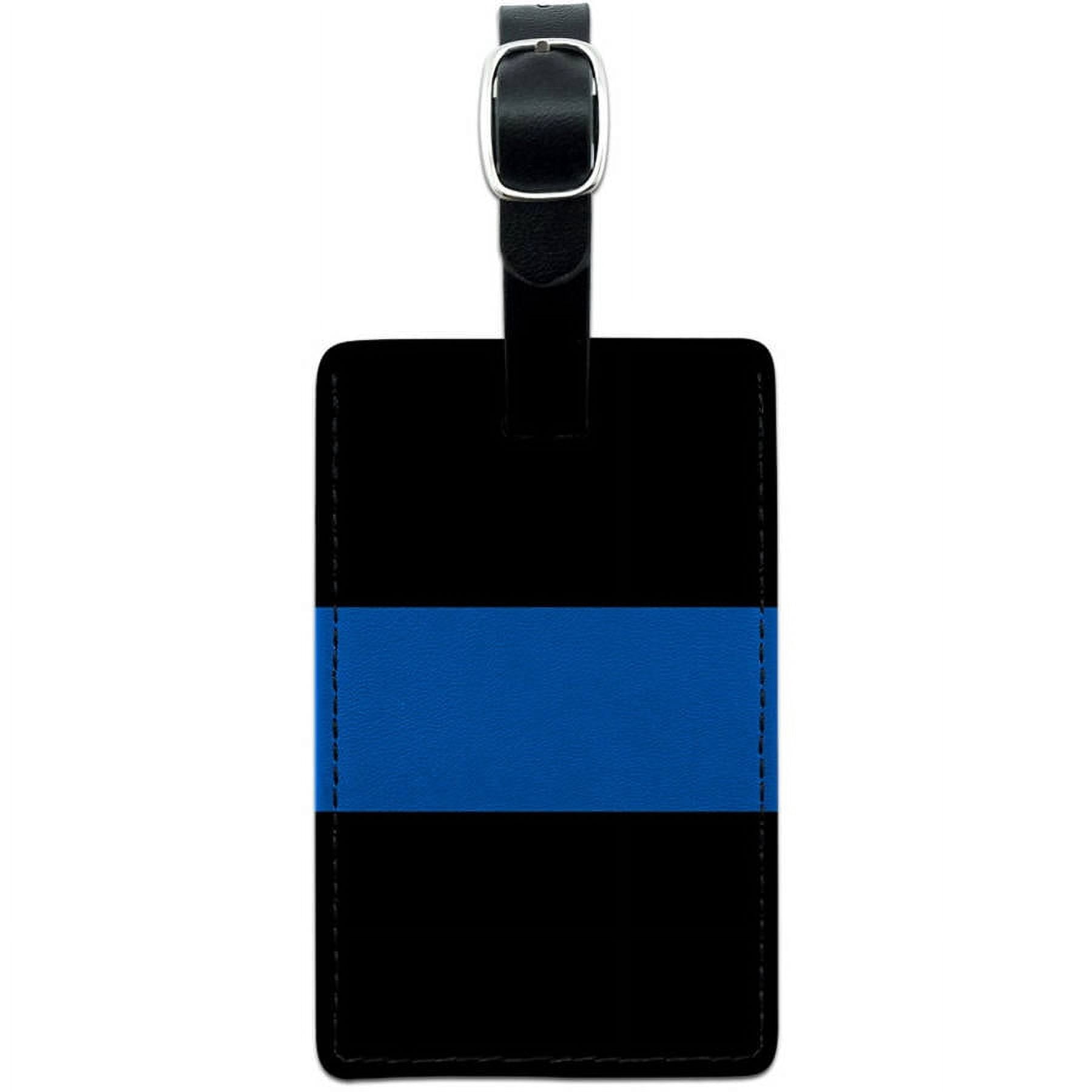 Thin Blue Line Police Leather Luggage ID Tag Suitcase Carry-On ...