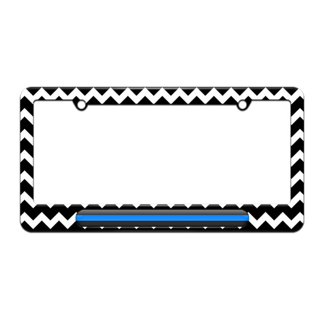 Thin Blue Line - Police - License Plate Tag Frame - Black Chevrons ...