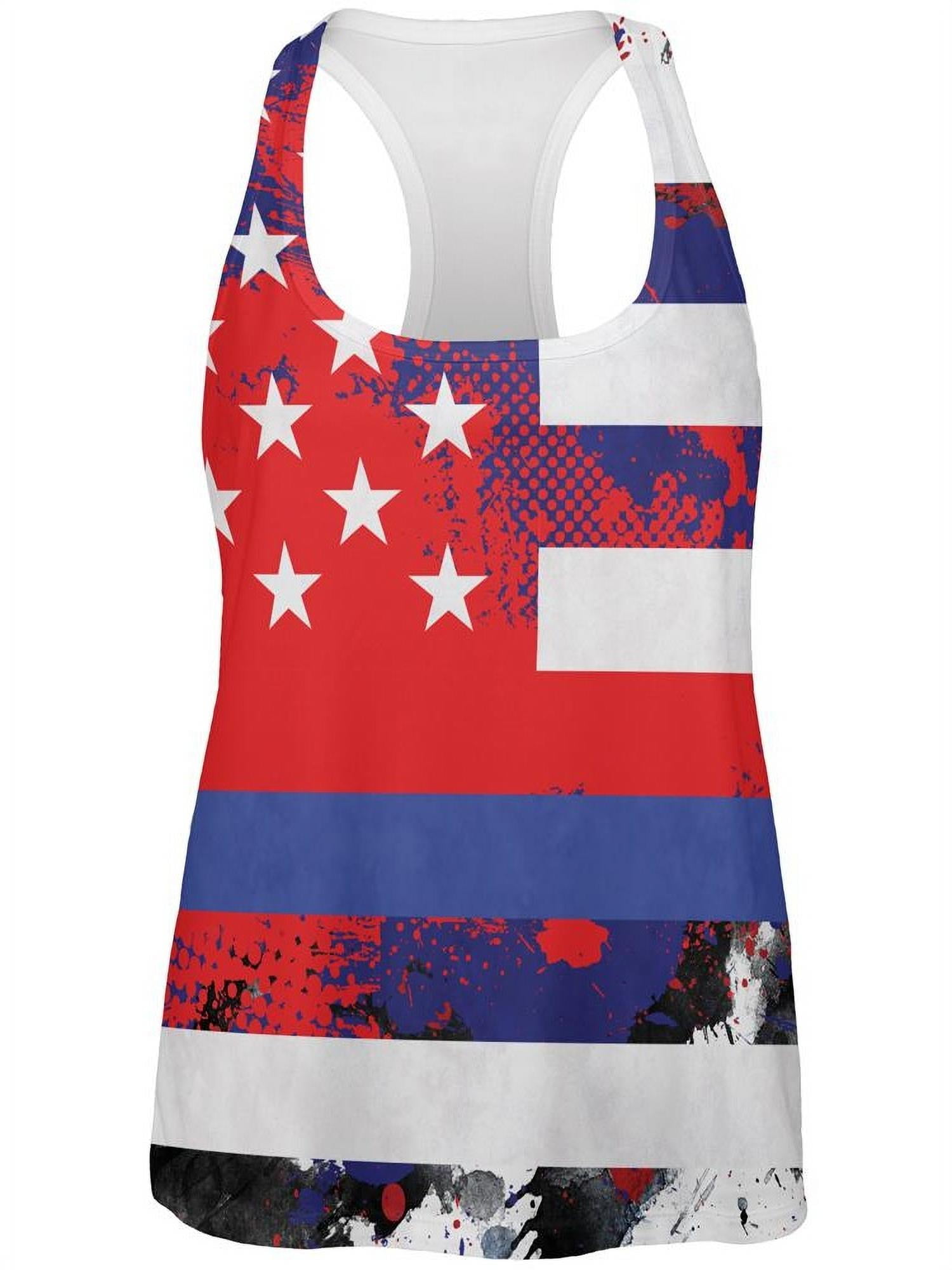 Thin Blue Line Police Lives Matter Distressed Splatter All Over Womens ...