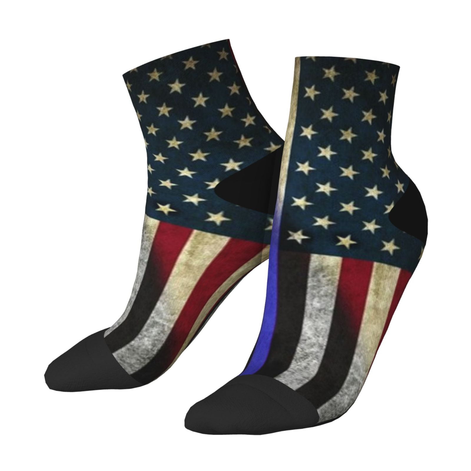 Thin Blue Line Police Officer Flag Colorful Quarter Socks for Men Women ...