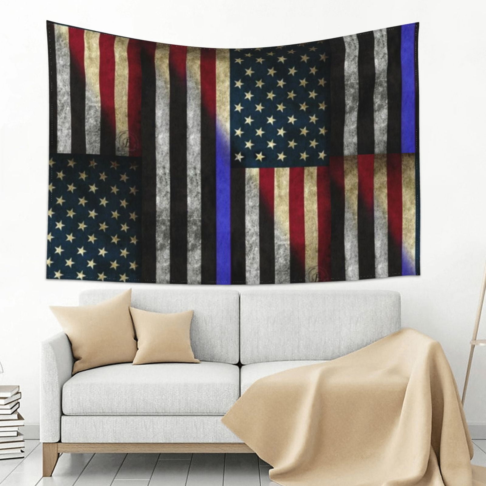 Thin Blue Line Police Officer Flagtapestry Wall Hangings For Bedroom ...