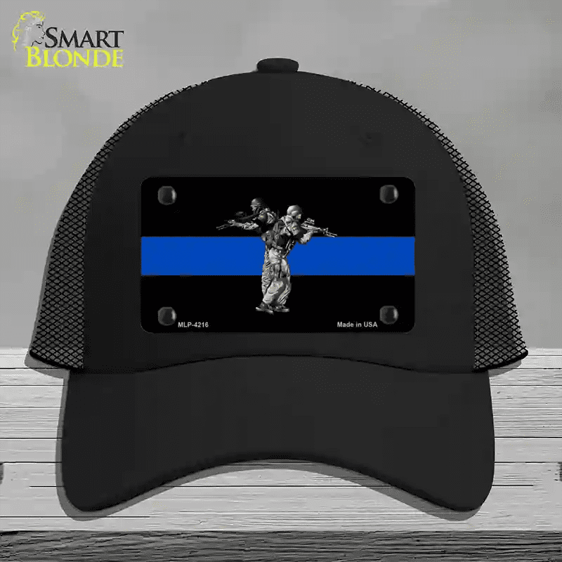 Thin Blue Line Police SWAT Novelty License Plate Hat Mesh Black ...