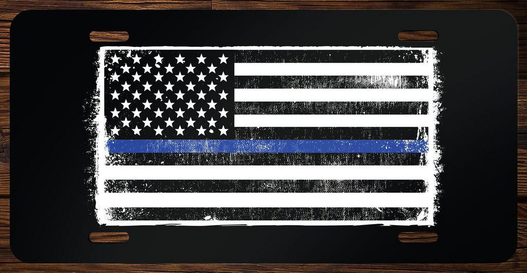 Thin Blue Line Rustic Flag Vanity Front License Plate Tag Printed Full ...