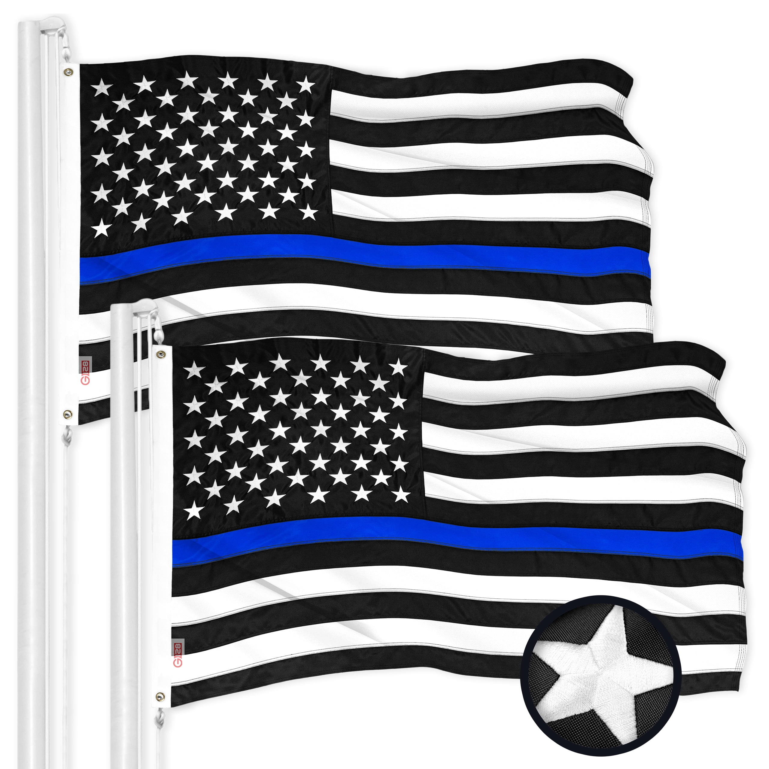 Thin Blue Line State Flag 2x3FT 2-Pack Embroidered Polyester By G128 ...