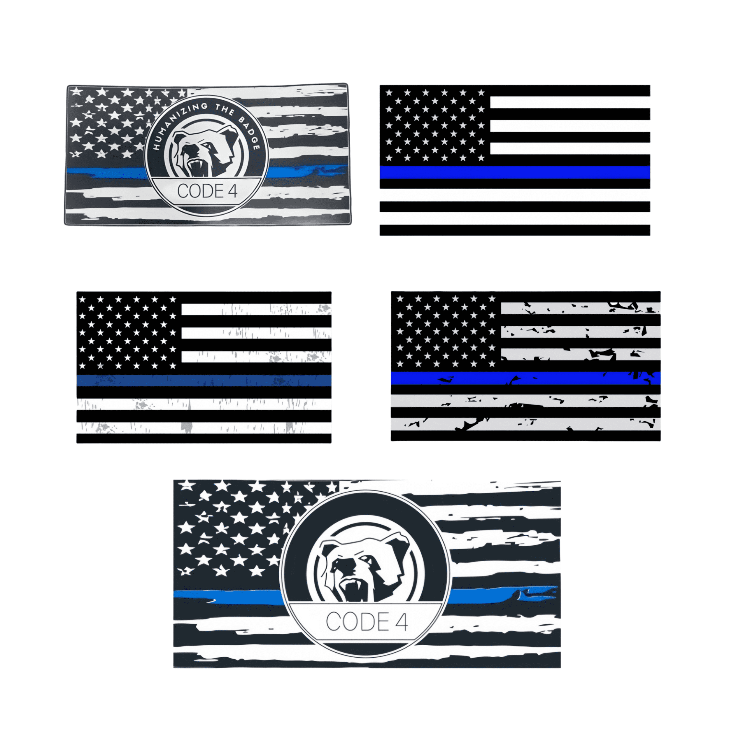 Thin Blue Line Sticker Code 4, American Flag Thin Blue Line Car Decal ...