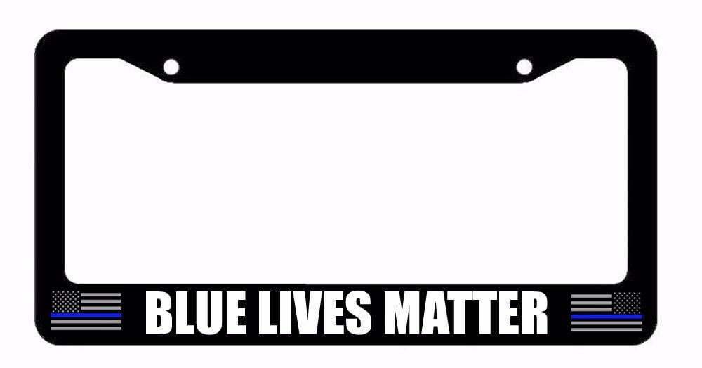 Thin Blue Line Support Police US Flag Black License Plate Frame #602 ...