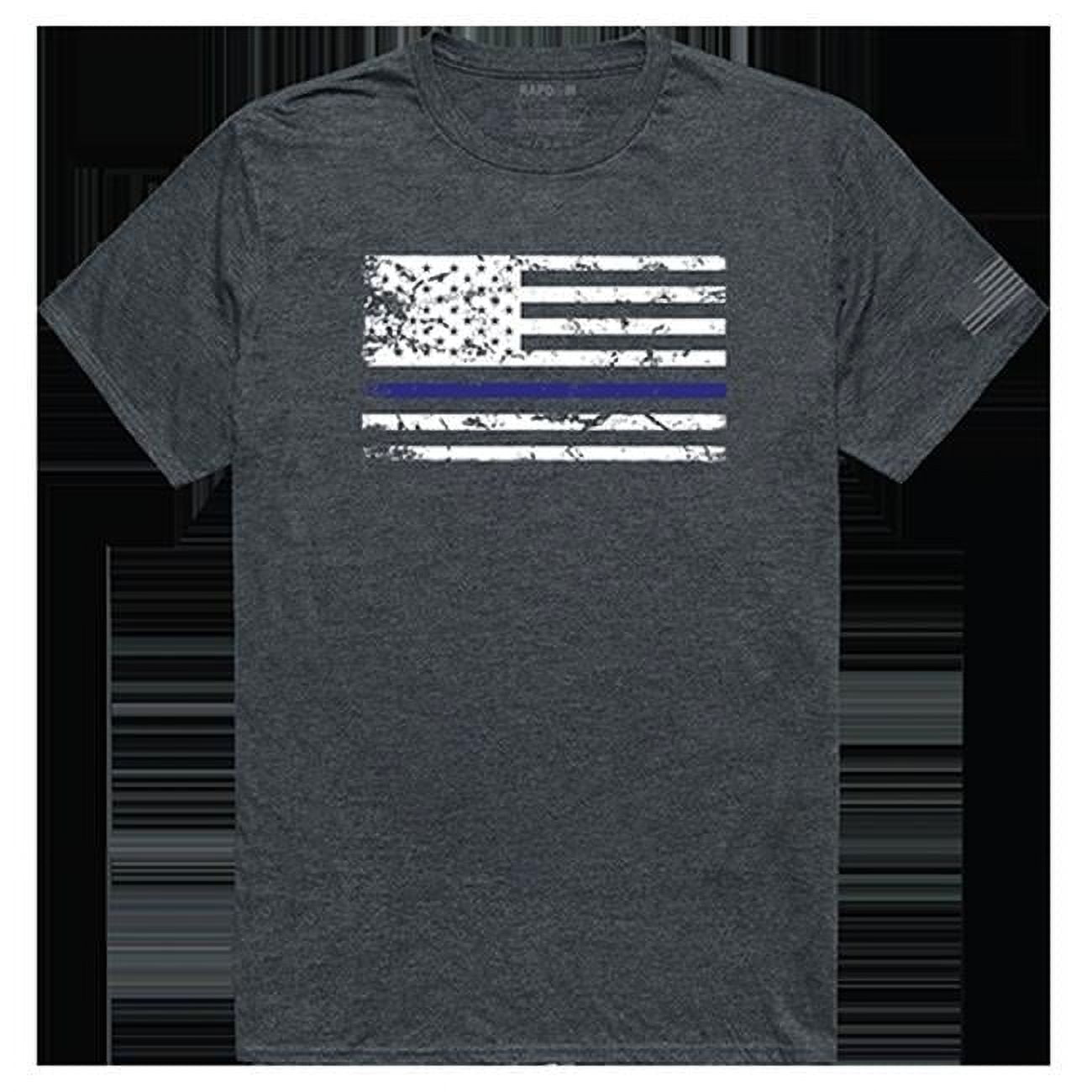 Thin Blue Line Tactical Graphic T-shirt, Heather Charcoal - Large ...
