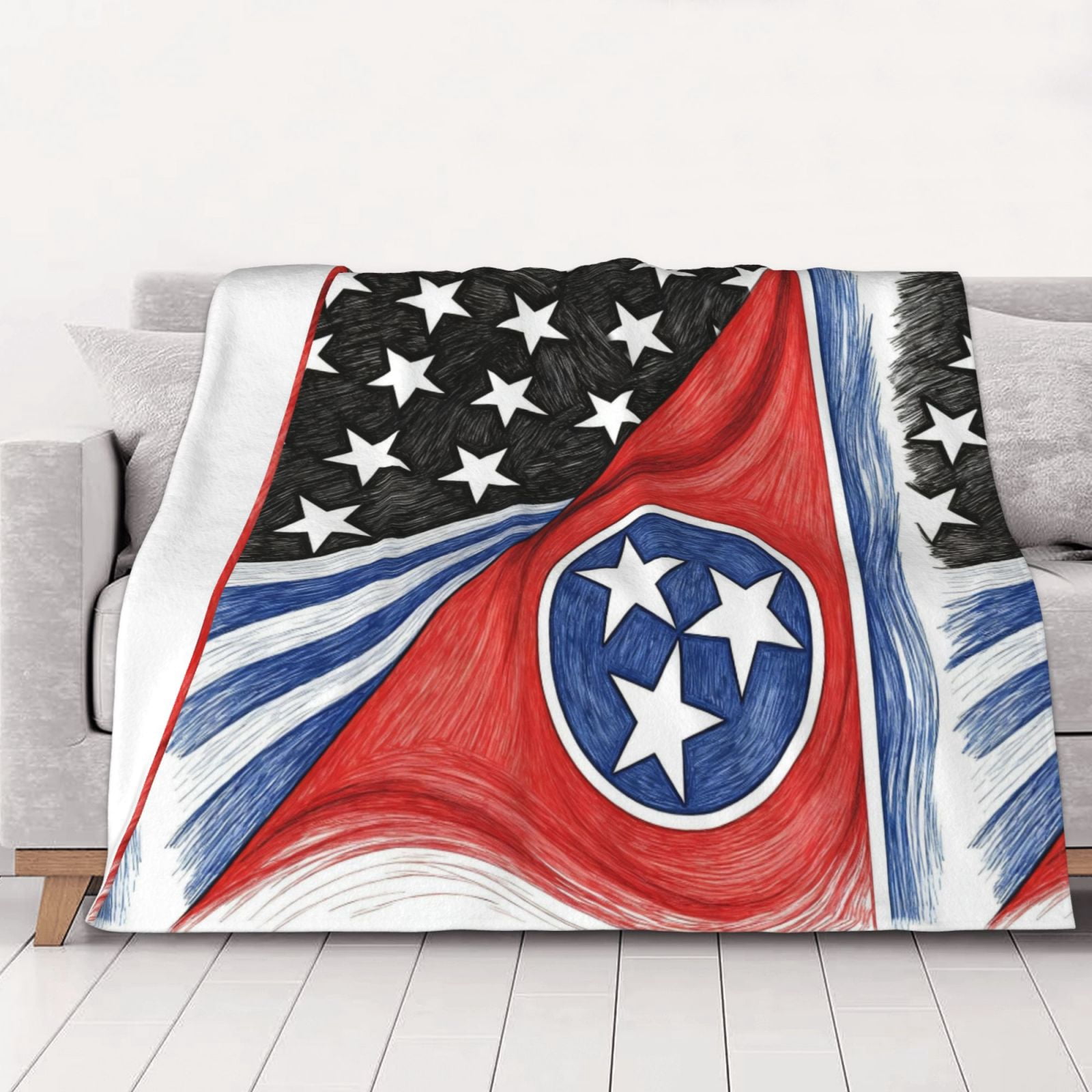 Thin Blue Line Tennessee Flag Throws Blanket Fleece Soft Cozy Warm ...
