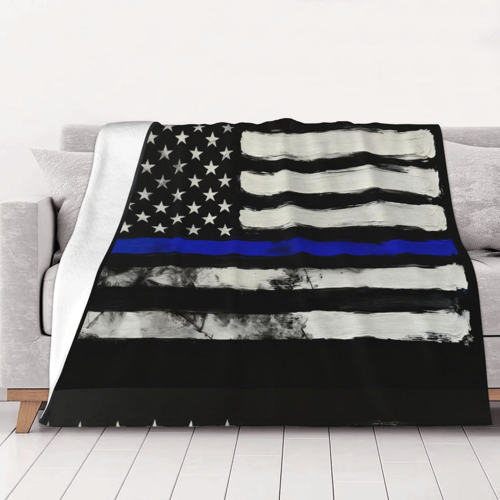 Thin Blue Line Throws Blanket Fleece Soft Cozy Warm Plush for Travel ...