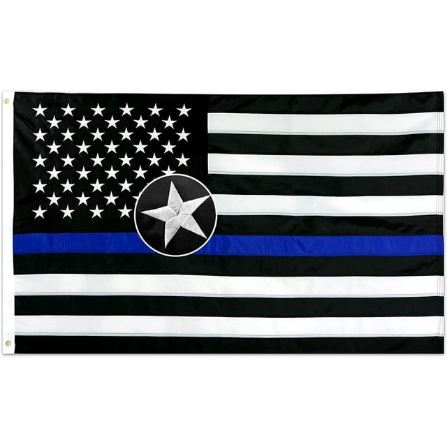 Thin Blue Line Usa Flag 3x5 Ft Heavy Duty Embroidered Stars And Sewn
