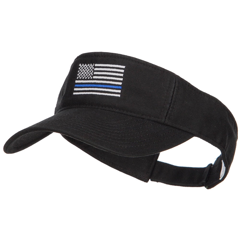 Thin Blue Line USA Flag Embroidered Washed Visor - Black OSFM - Walmart.com