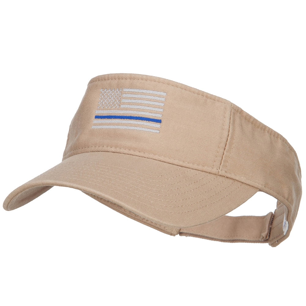 Thin Blue Line USA Flag Embroidered Washed Visor - Khaki OSFM - Walmart.com