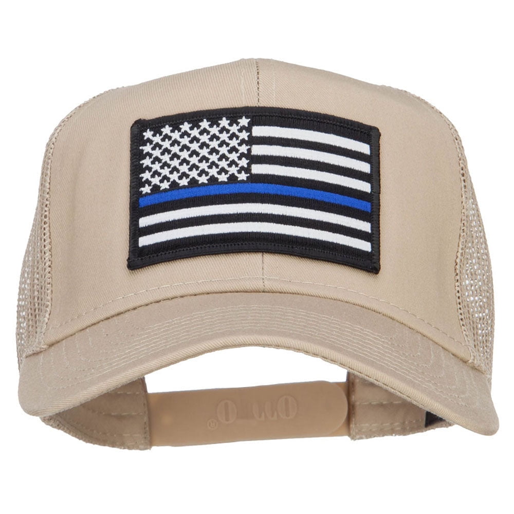 Thin Blue Line USA Flag Patched Mesh Cap - Khaki OSFM - Walmart.com