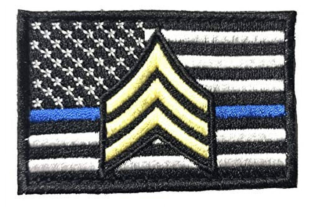 Thin Blue Line USA Flag Sergeant Stripes Patch Hook & Loop Gear Bag ...
