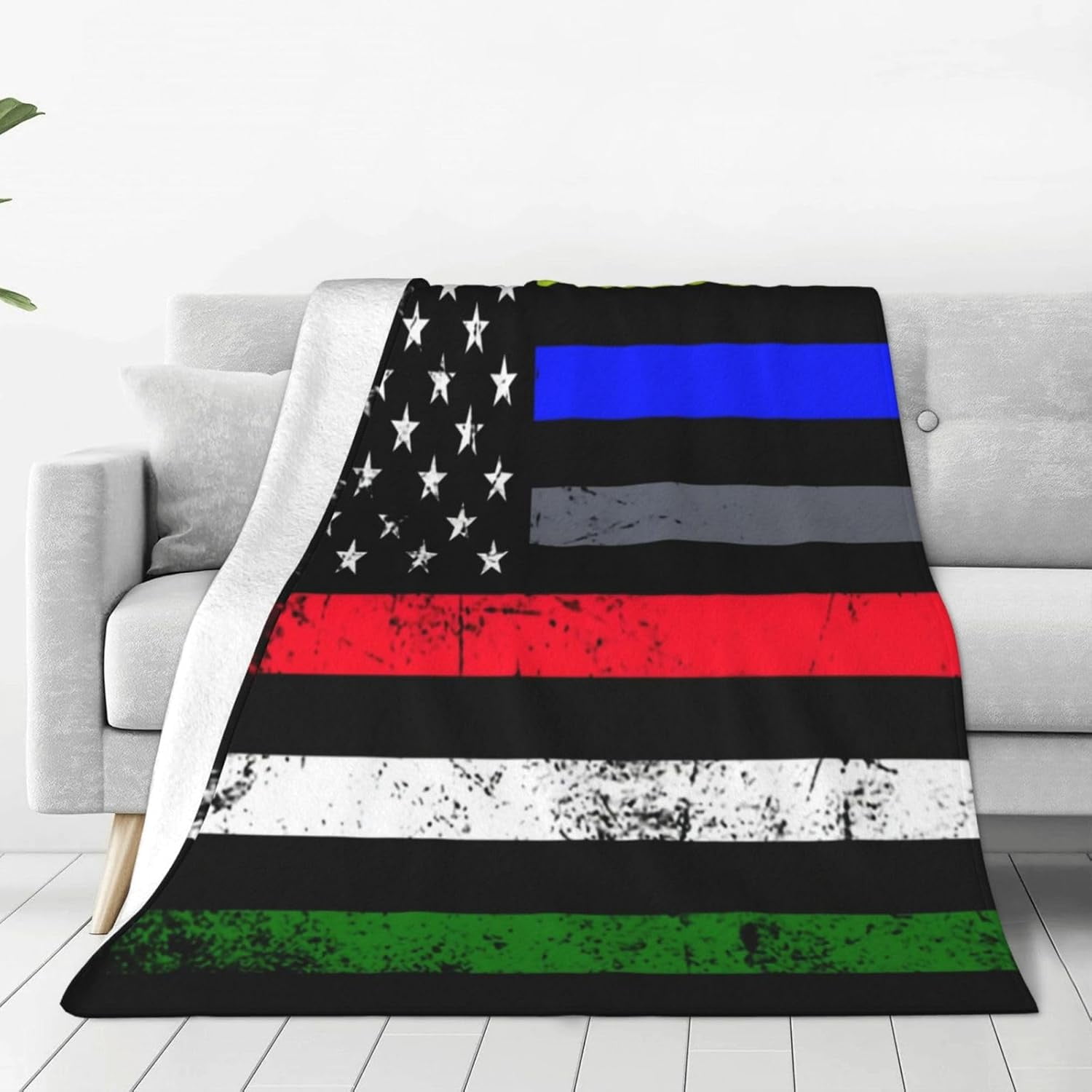 Thin Blue Red Green Line American Flag Ultra-Soft Micro Flannel Blanket ...