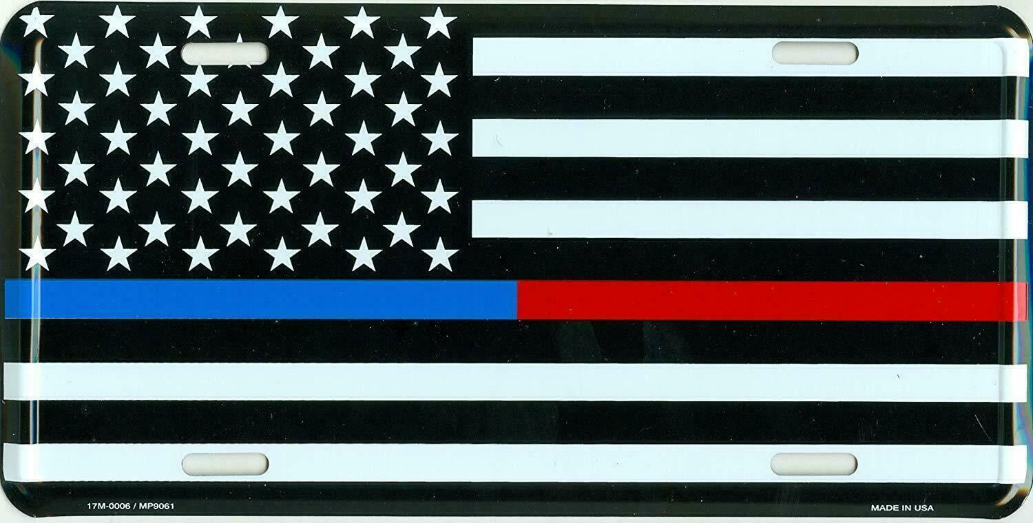 Thin Blue Red Line License Plate