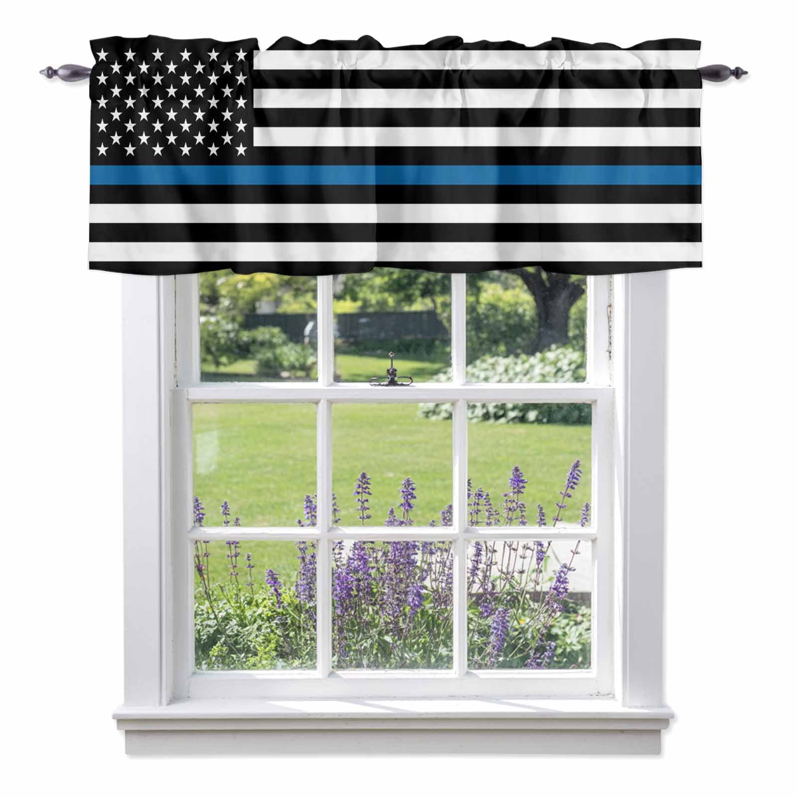 Thin Blue Valances for Windows, Line Flag American Police Flag Honoring ...