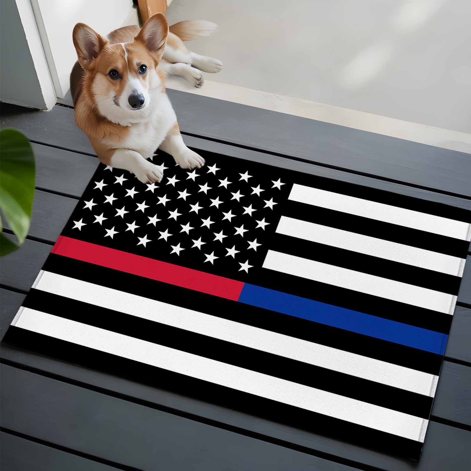 Thin Blue Washable Area Rug 2x3 Line Thin Red Line Flag Police and Fire ...
