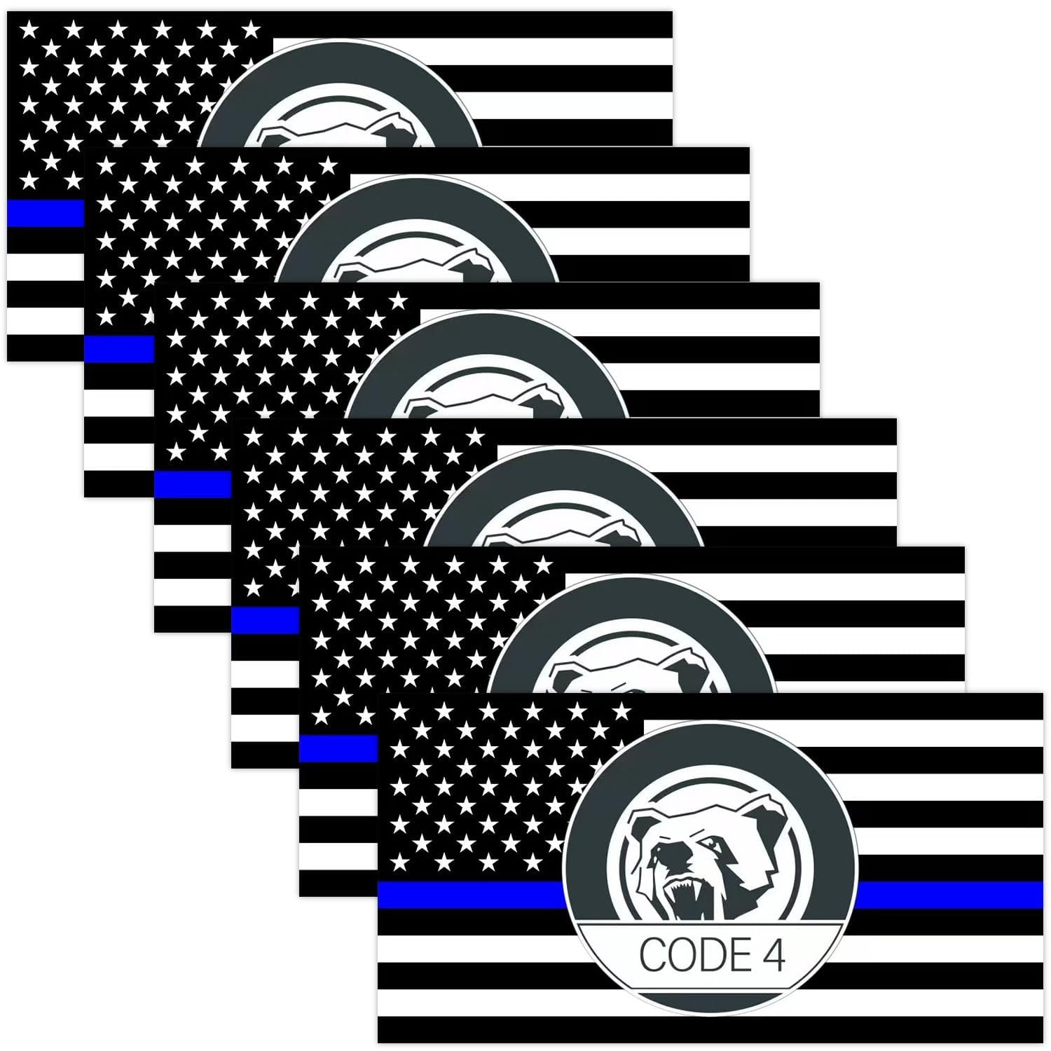 Thin Blue line Sticker Code 4, American Flag Thin Blue Line Car Decal ...