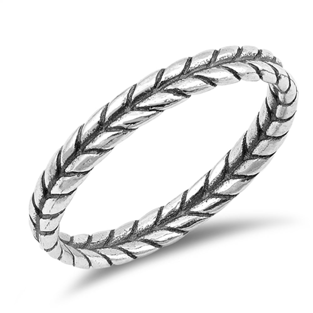 Thin Braid Leaf Rope Thumb Ring .925 Sterling Silver Band Jewelry ...