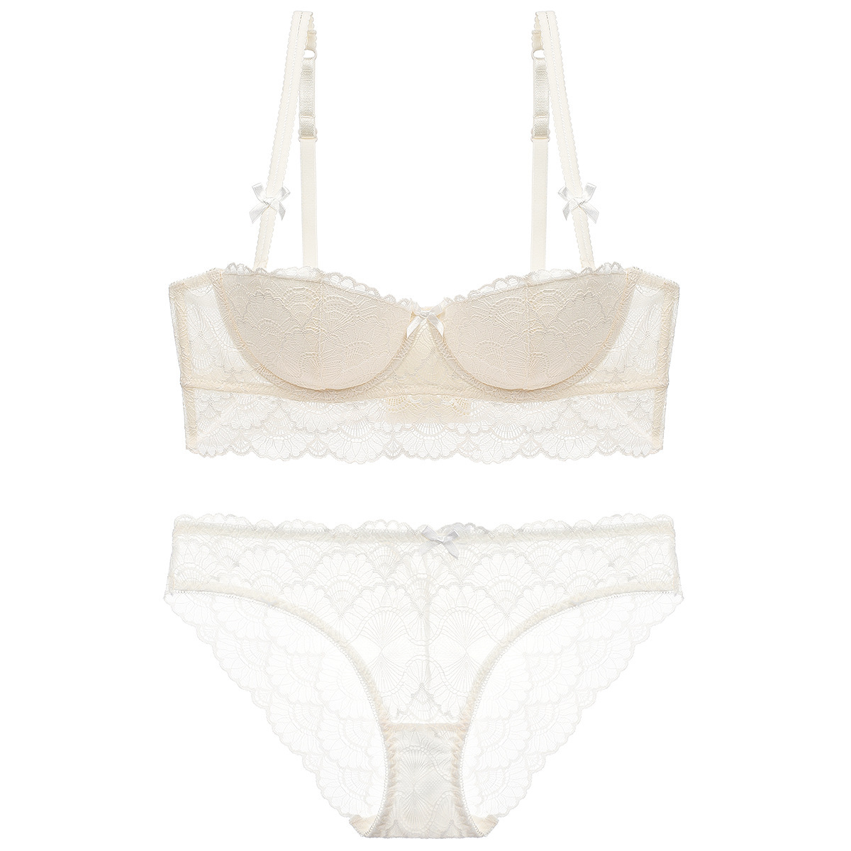 Thin Cotton Half Cup Push up Lace Bra Suit Fashion Sexy Lace Push up ...