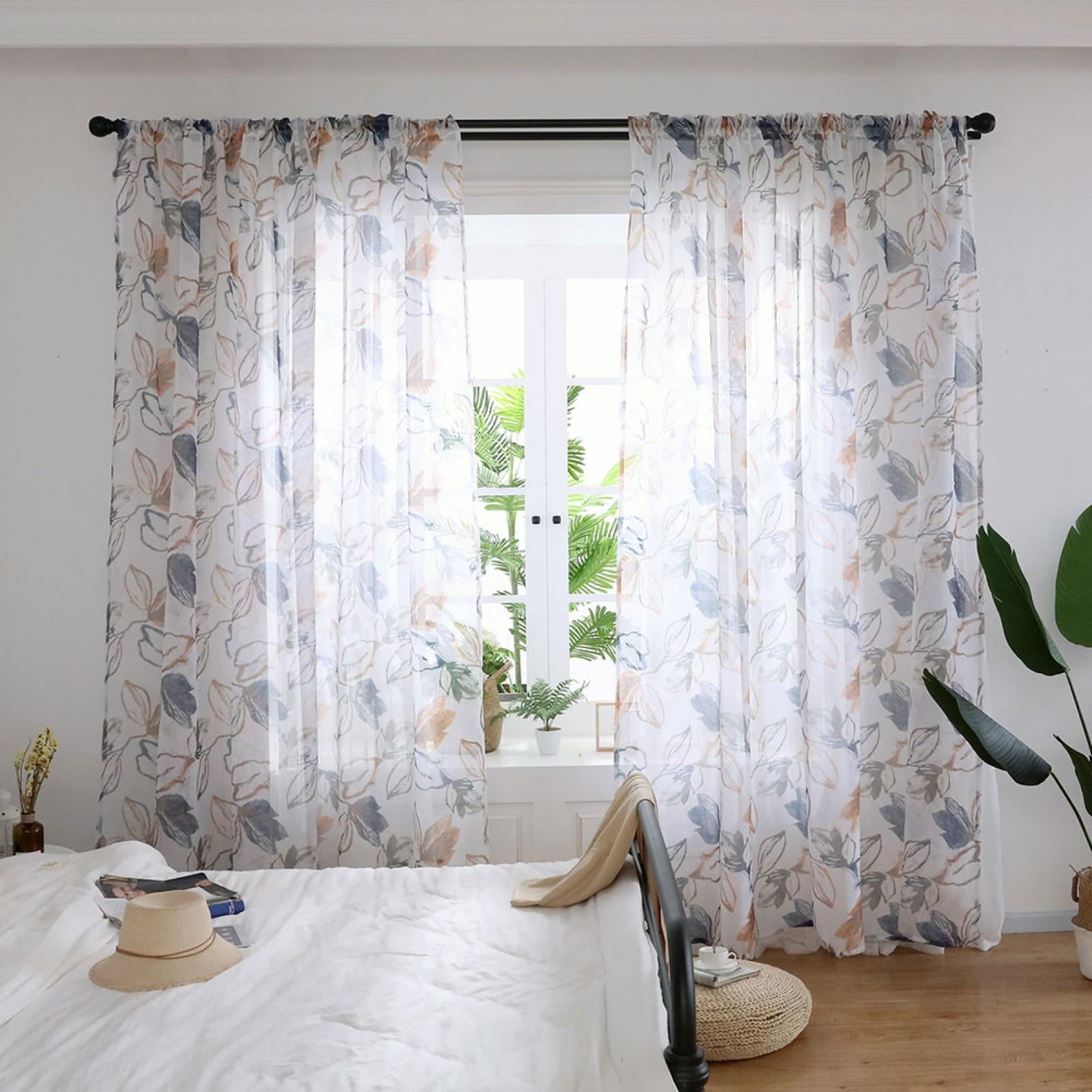 Thin Curtains, Block Sunlight Window Curtains Windproof For Living Room ...
