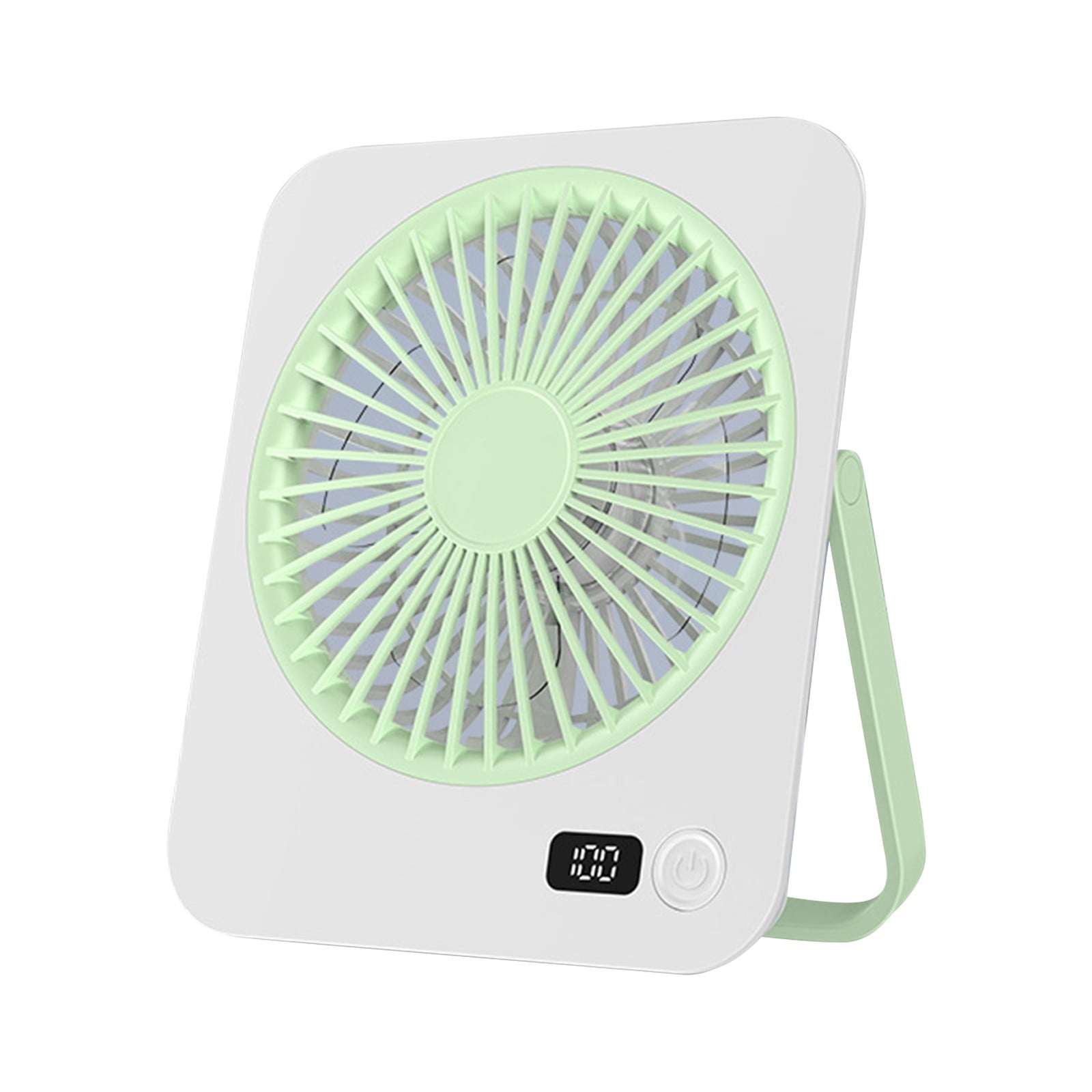 Thin Desktop Fan Wall Mountable Digital Display Usb 6.5X5.5X1.3In Green ...