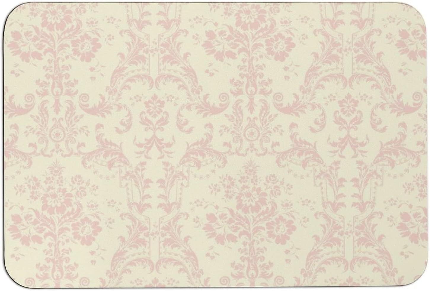 Thin Diatomaceous Earth Bath Mat Beige Classic Damask Bath Rugs Mats ...