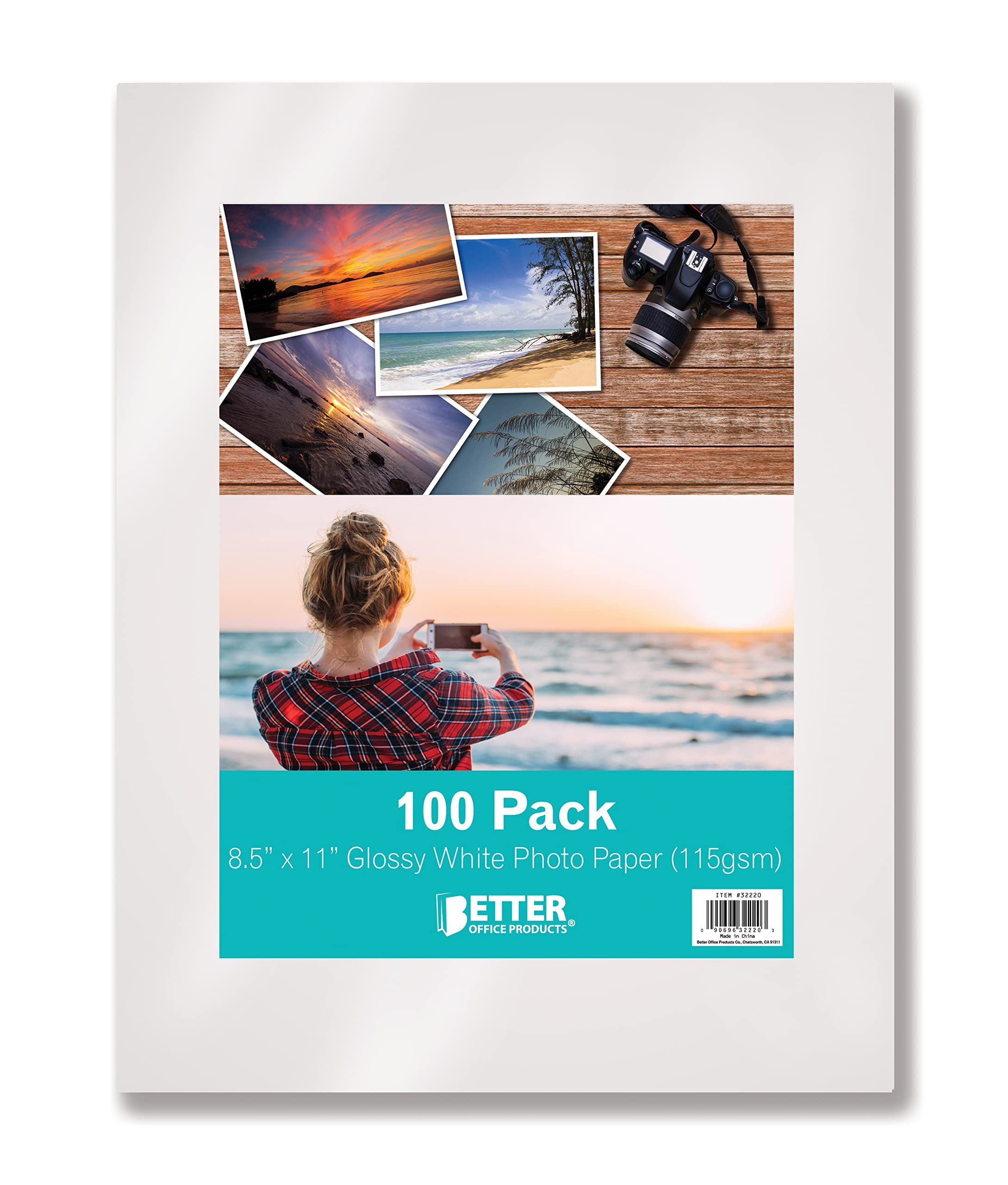 Better Office Products Glossy Photo Paper, 8.5x11", 30lb, 115gsm, 100 ...